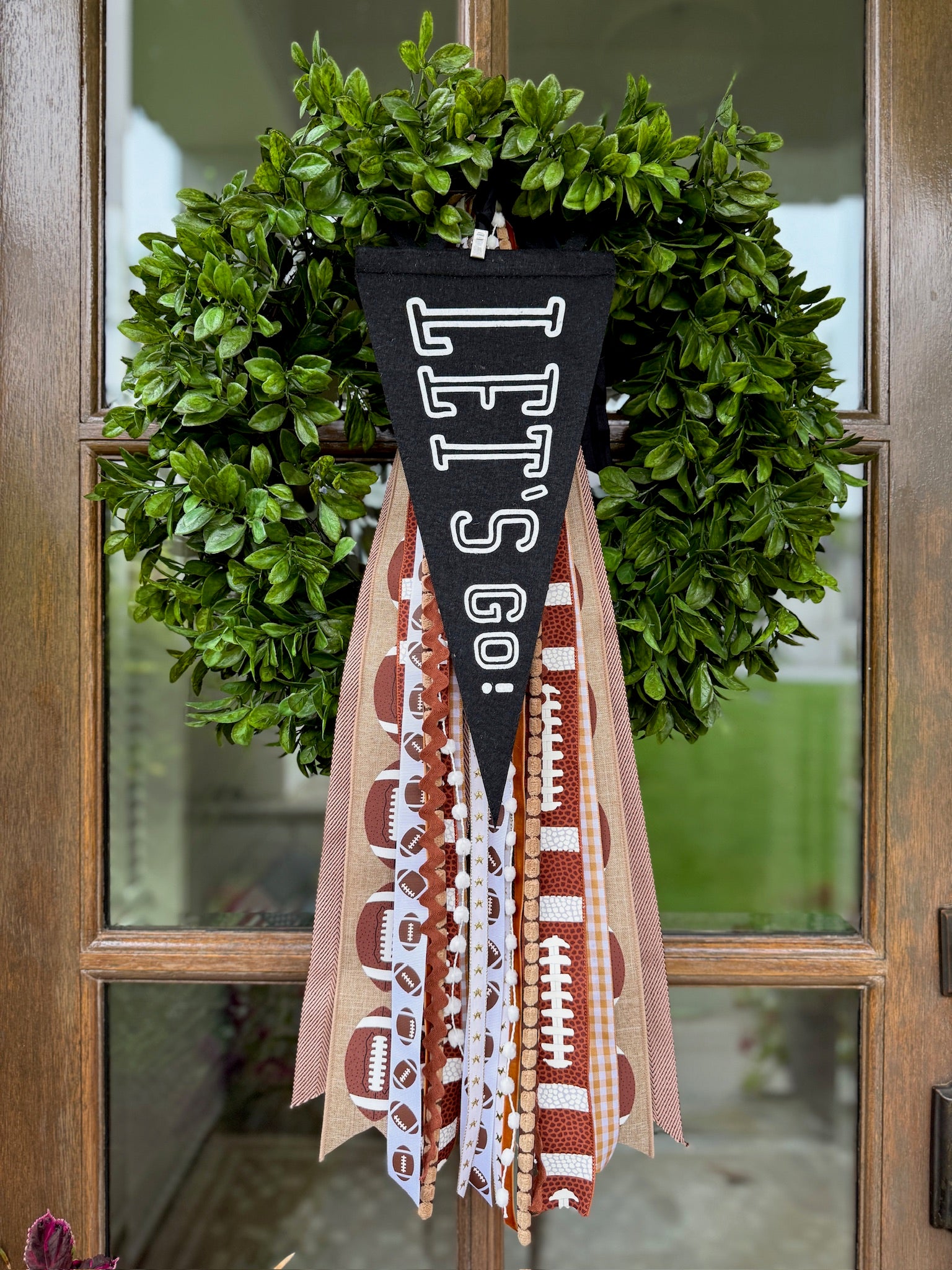 Designer Bow For Front Door | Let's Go! Pennant | House of Turnberry